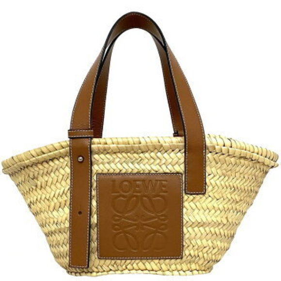 Loewe | Bags | Loewe Basket Bag Beige Brown Palm Leaf Calf Tote Straw ...